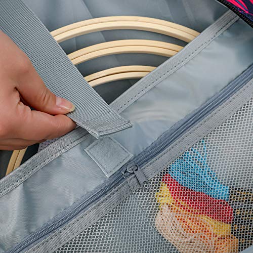 Embroidery Bag for Cross Stitch Project,MIOKY Embroidery Supplies Organizer Storage Portable Carrying Case Travel Tote for Embroidery Hoops,Floss,Cross Stitch Tools,Leaves [Bag Only]