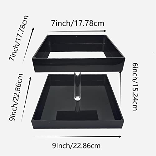 Black Perfume Display Organizer Tray - Acrylic 2-Tier Bathroom Countertop Organizer Vanity Trays Makeup Storage Shelf Holder for Cosmetic Dresser Table Cabinet Kitchen（Black）