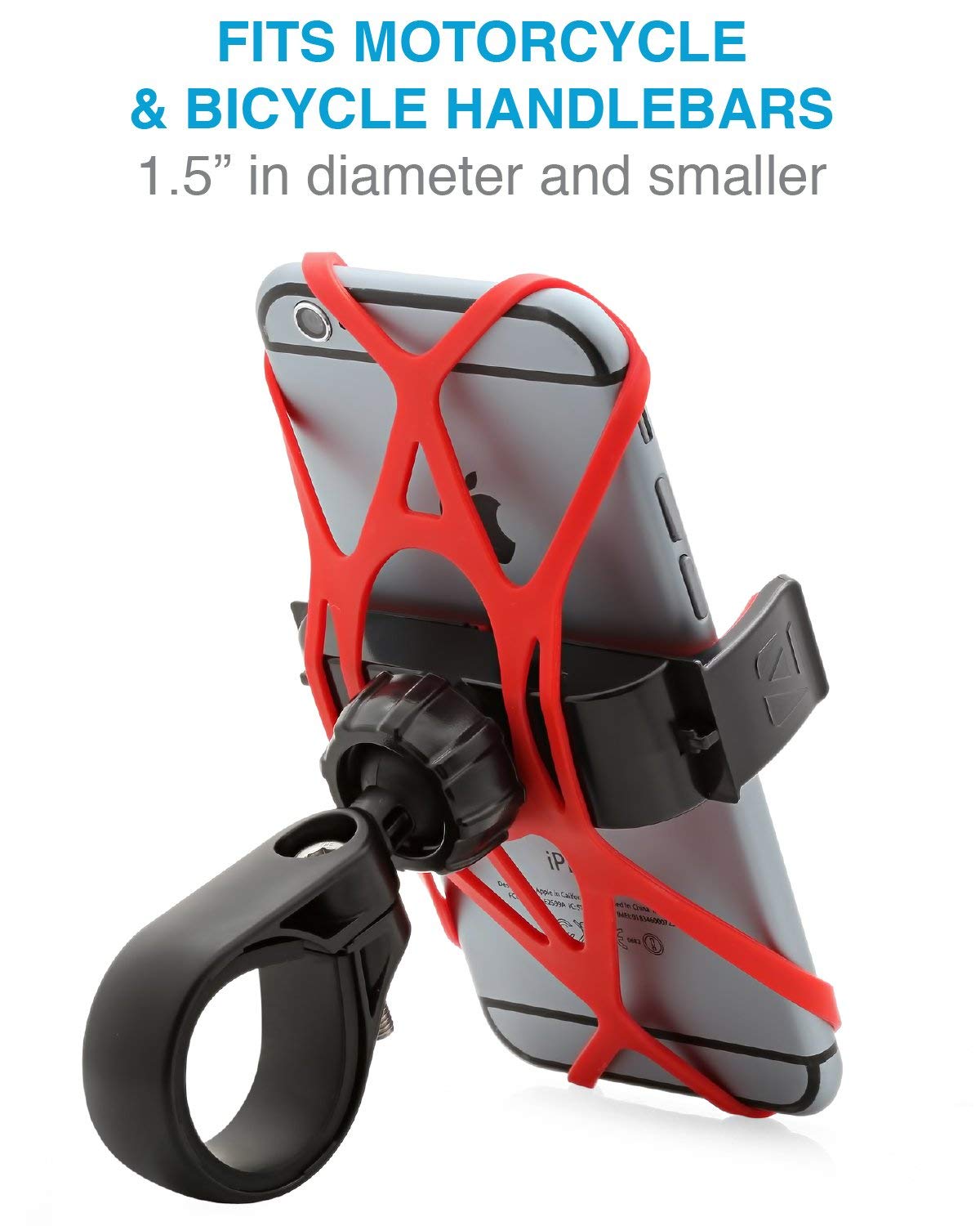 Aduro U-Grip Plus Universal Bike Mount - for Motorcycle, Handlebar, Roll Bar, iPhone X Xs 7 6 6s 7 Plus 5 5s 5c Bike Mount for All Android Smartphones, and GPS Holder (Black/Black)