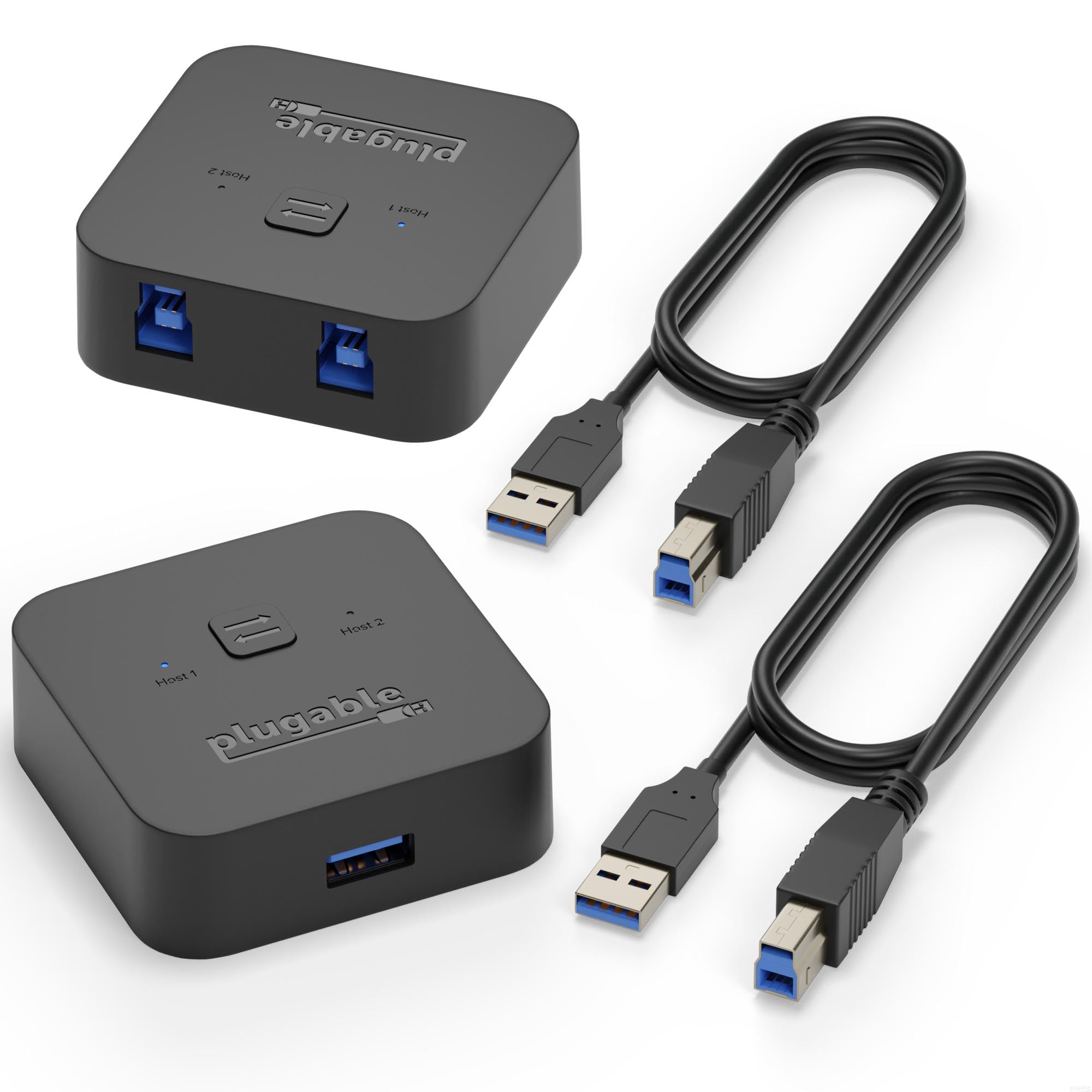 Plugable USB 3.0 Sharing Switch for One-Button Swapping of USB Device or Hub Between Two Computers (AB Switch)