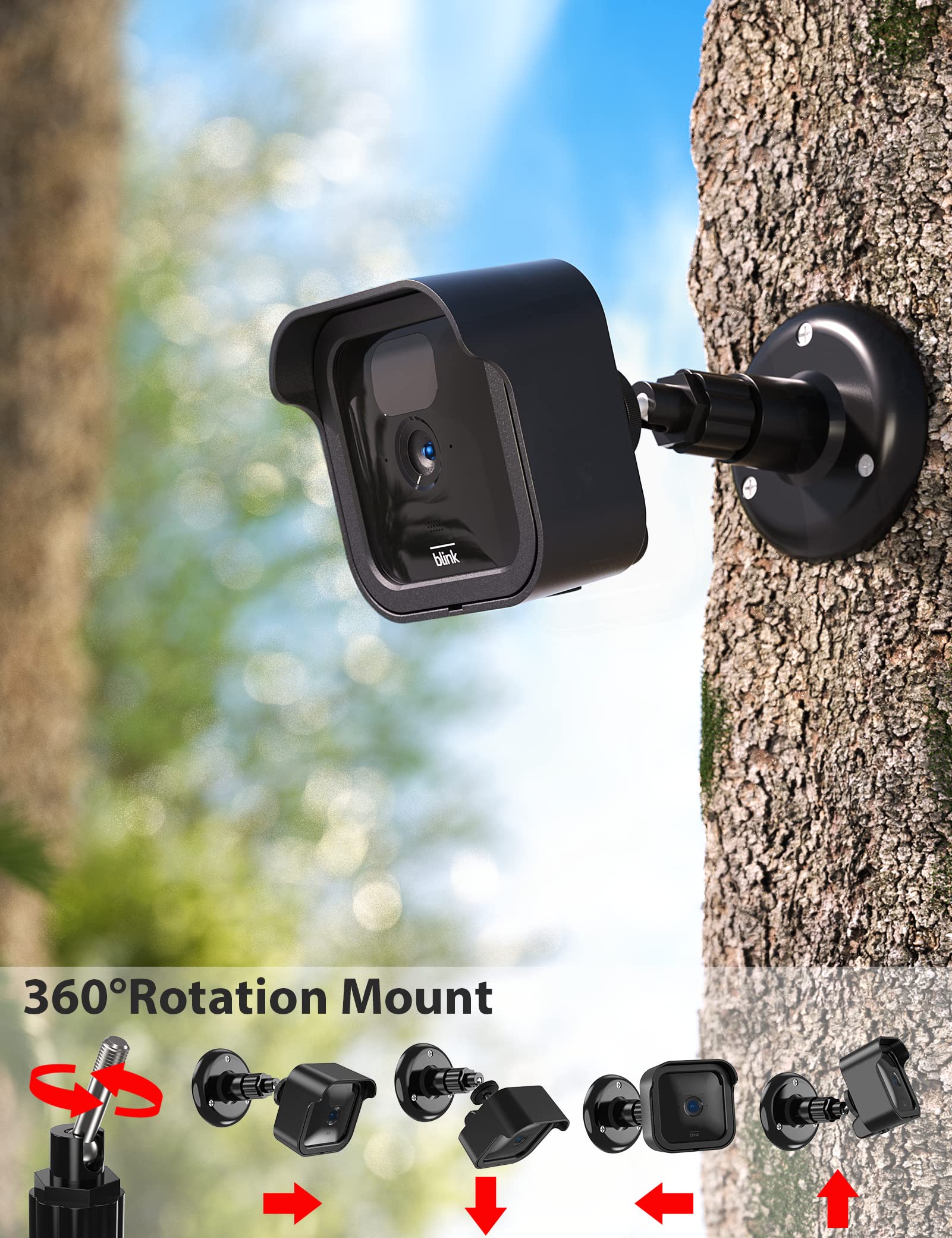 Blink XT XT2 Camera Wall Mount Bracket ,Weather Proof 360 Degree Protective Adjustable Indoor/Outdoor Mount and Cover for Blink XT XT2 Home Security Camera Anti-Sun Glare UV Protection Black(3 Pack)