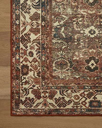 Loloi Magnolia Home by Joanna Gaines Banks Collection BAN-04 Brick/Ivory 8'-6" x 11'-6", .13" Pile Height, Machine Washable, Area Rug