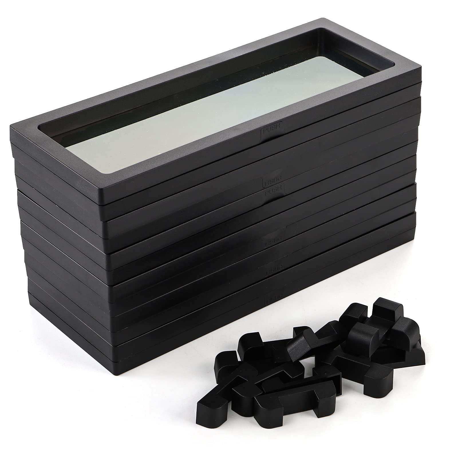 Dicunoy 6 PCS 3D Floating Display Case, Coins Display Stand Holder for Jewelry, Large Suspension Money Frame Box for Dollar Bill, Medallions, Fossils, Rocks, Stamps, 9" x 3.54" x 0.75"