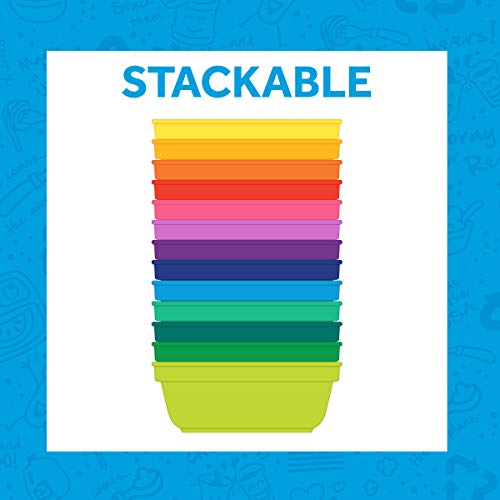 Re-Play Made in USA 4pk Starter Dining Set of 2 Divided Plates with 2 Matching Bowls in Sky Blue and Lime Green - Made from Environmentally Friendly Heavyweight Recycled Milk Jugs