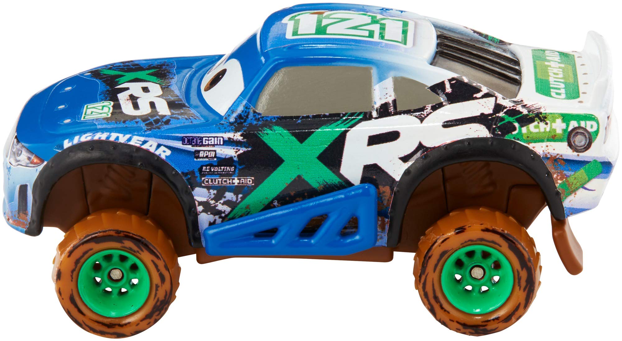Disney Car Toys XRS Mud Racing Dino Draftsky Vehicle 155 Scale Die-Casts, Real Suspensions, Off-Road, Dirt-Splashed Design, All-Terrain Wheels, Ages 3 and upâ€‹