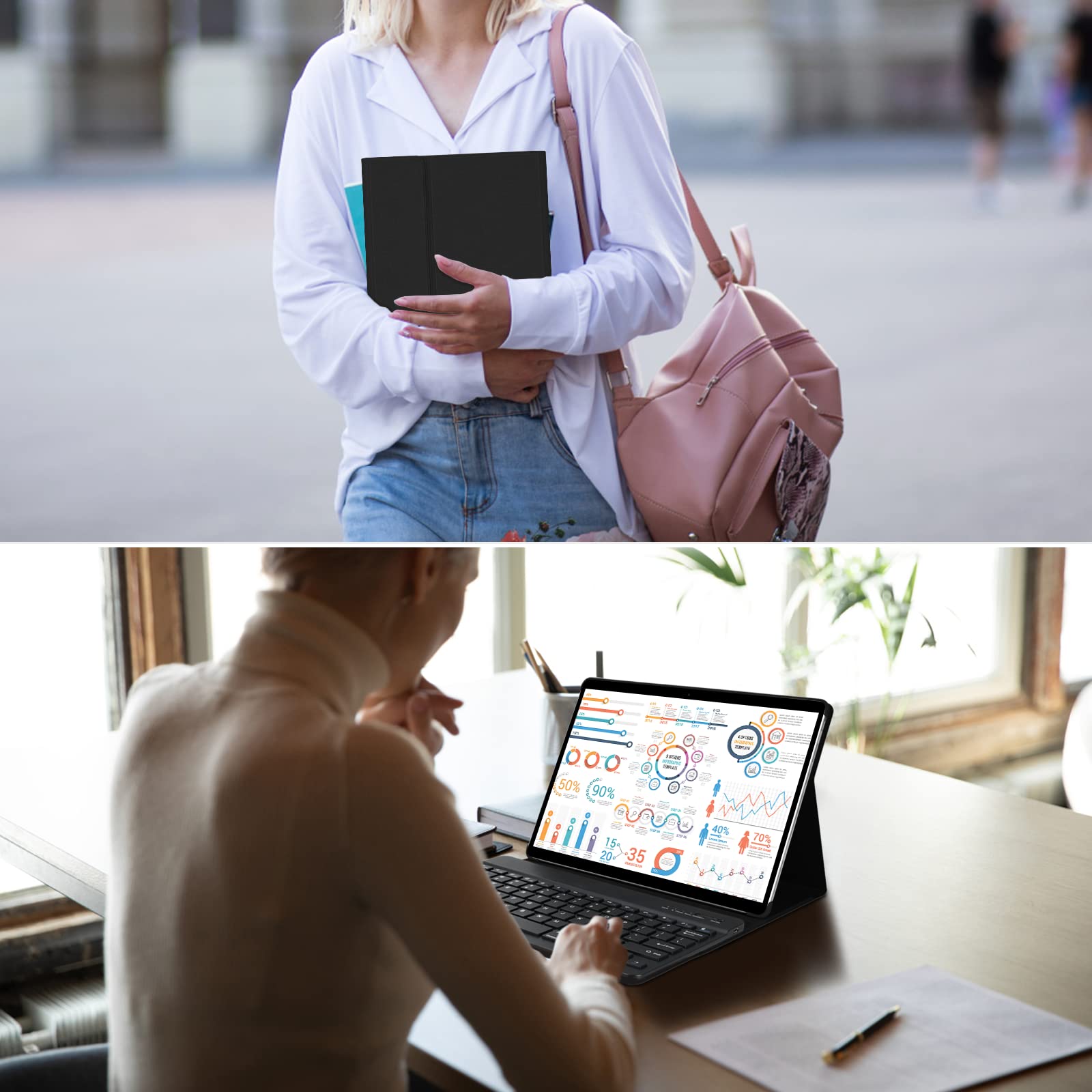 COO Keyboard Case for Microsoft Surface Pro 9 (2022)/Pro 8 13 Inch, Wireless Detachable Keyboard, Multi-Angle Slim Lightweight Protective Cover