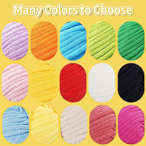 Crochet and Knitting Yarn for Beginners 3x1.76oz Yarn for Crocheting with Easy-to-See Stitches Chunky Cotton-Nylon Blend Easy Yarn Kit for Beginner Crocheting Set 262 Yards, Yellow&White&Orange
