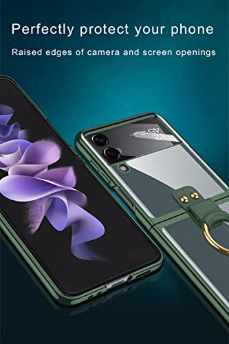FYTON Galaxy Z Flip 4 Case with Ring, Ultra-Thin Electroplated Frame Z Flip 4 Case with Ring Holder, Anti-Scratch Shockproof Protective Cover with for Samsung Galaxy Z Flip 4 5G (2022), Lavender