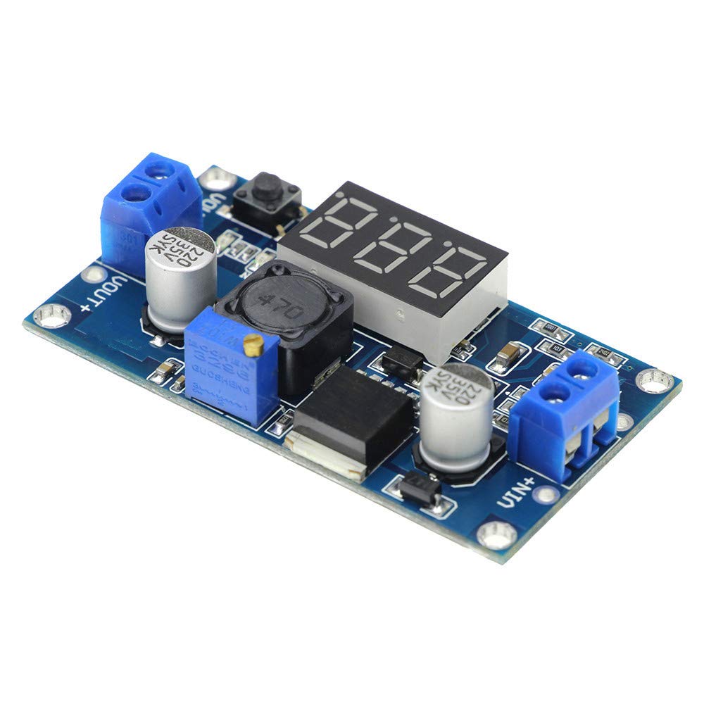 QEBIDUM 2 Pack LM2596 Buck Converter, Switching Regulator Module DC to DC Voltage Step Down Synchronous Adjustable 36V 24V to 12V 5V DIY LM2596S Power Supply Stabilizer Circuit with LED Display