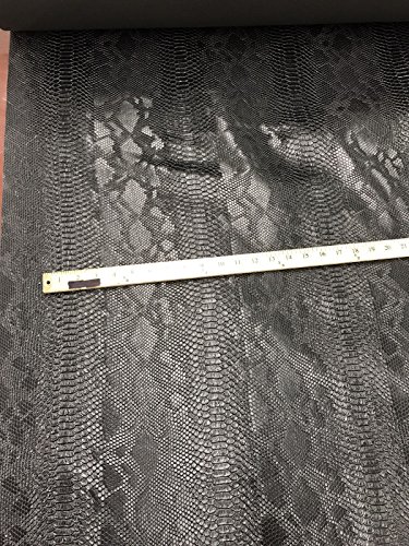 New Creations Fabric & Foam Inc, Faux Viper Snake Skin Vinyl-Faux Leather-3D Scales Fabric by The Yard, Black
