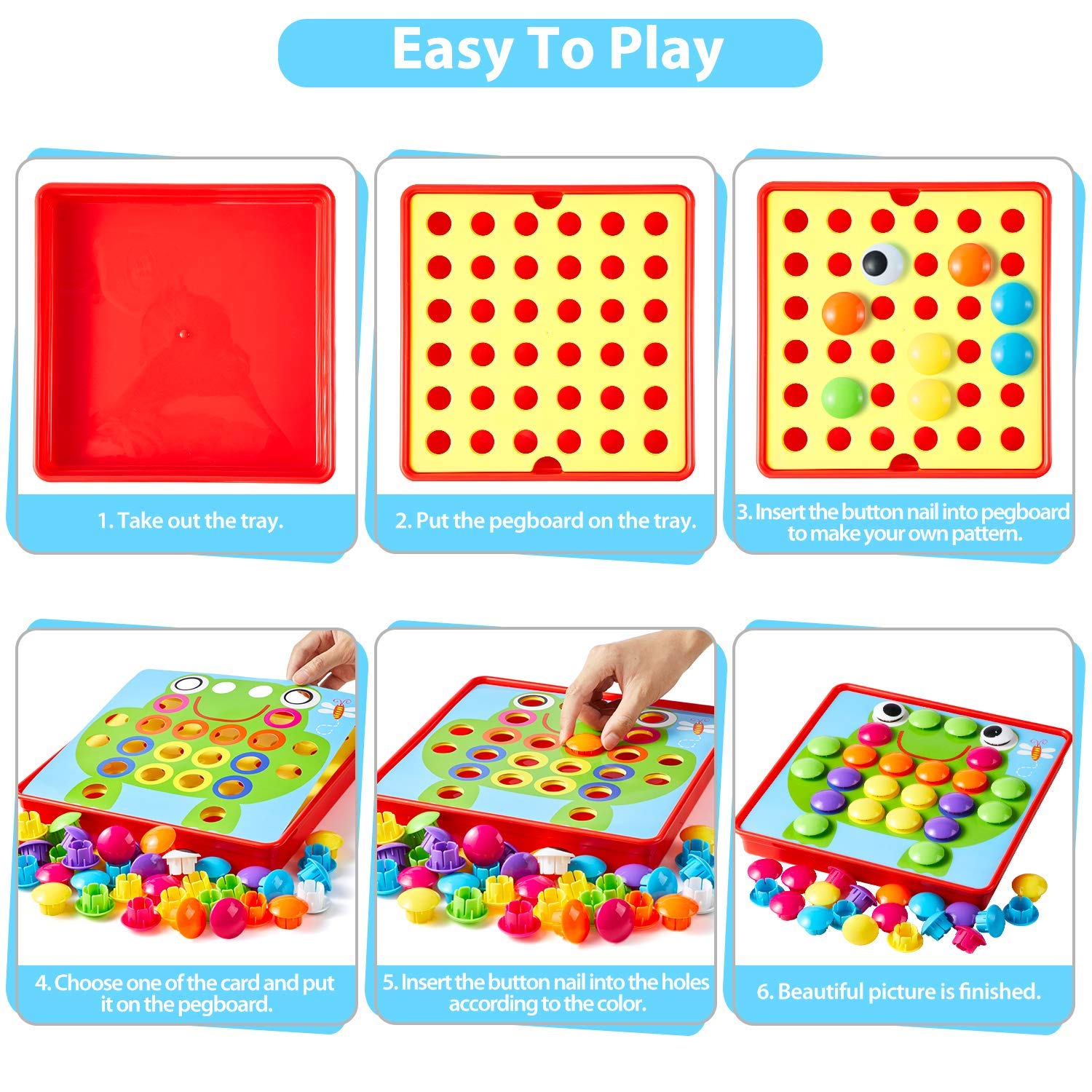 Geekper Button Art Toys for Toddlers with 34 Pictures and 130 Buttons