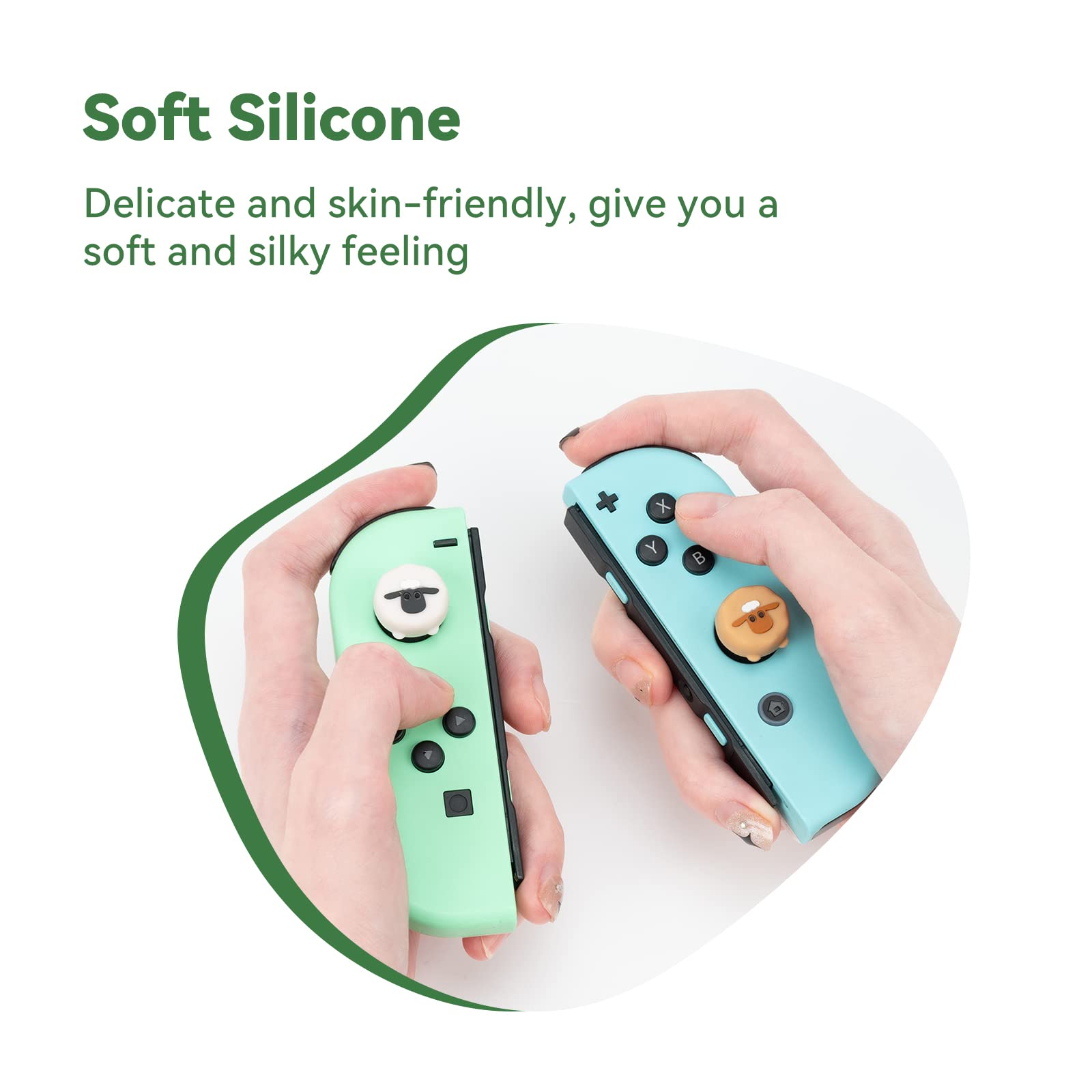 GeekShare Cute Lamb Thumb Grip Caps, Soft Silicone Joystick Cover Compatible with Switch/OLED/Switch Lite,4PCS