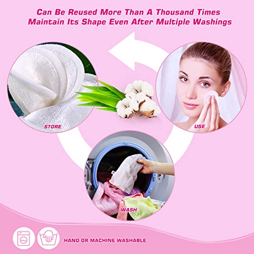 Samtone Reusable Makeup Remover Pads 20 Pack with Laundry Bag and Gift Box – 100% Organic Face Cleansing Reusable Cotton Rounds for Toner, Washable Eco-Friendly Bamboo Cotton Pads for All Skin White