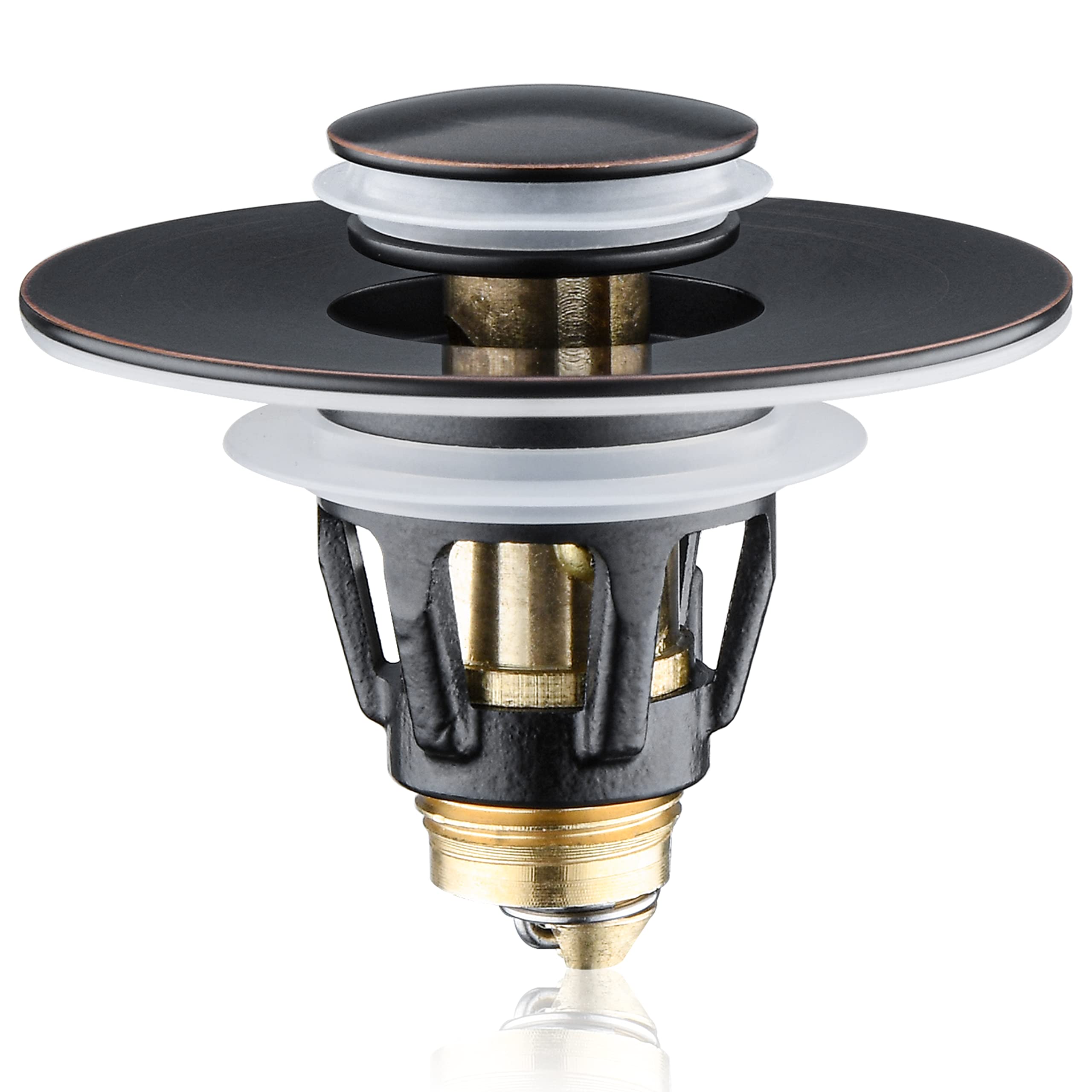 Universal Bathroom Sink Stopper - Bounce Wash Basin Drain Filter, Stainless Steel Pop Up Drain Stopper, 1.25" Bullet Core Sink Stopper, Sink Drain Plug with Anti-Clogging Strainer, Oil Rubbed Bronze