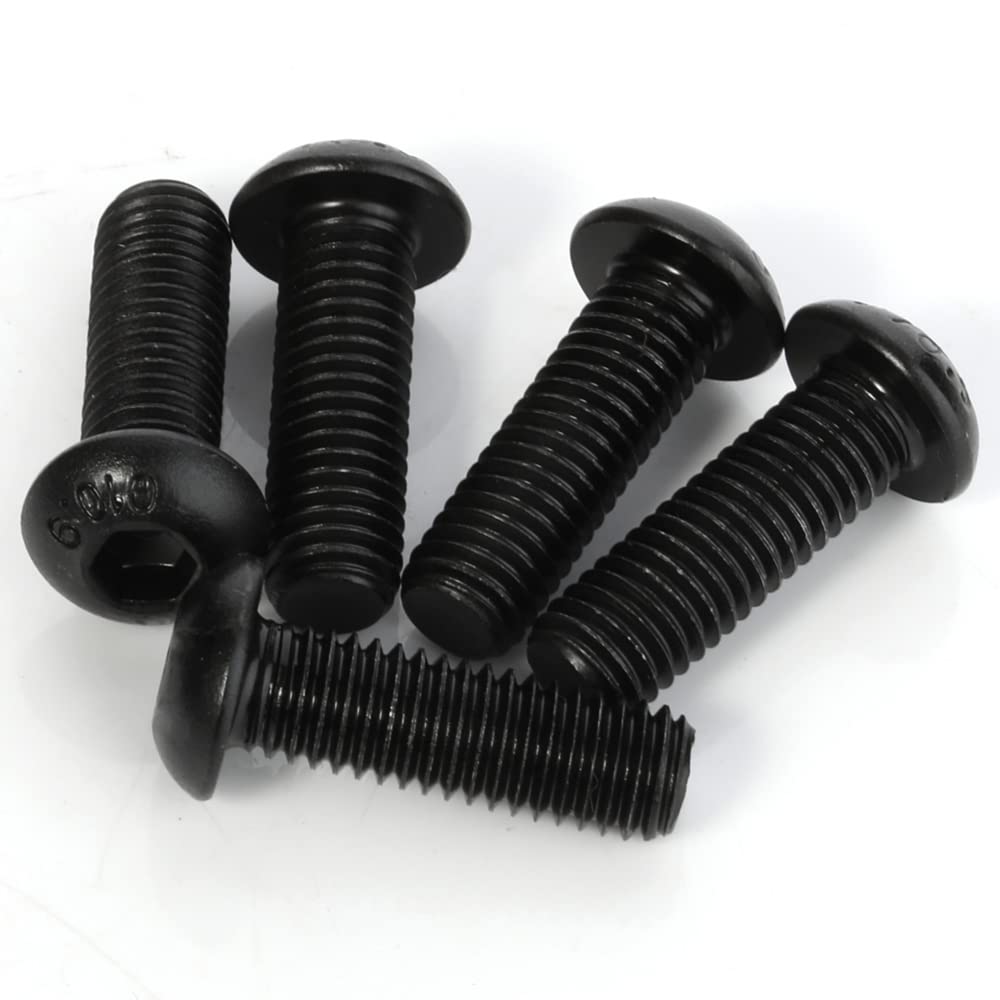 M5 x 16mm Button Head Hex Socket Cap Screws, 10.9 Grade Alloy Steel, Black Oxide Finish, 100 PCS