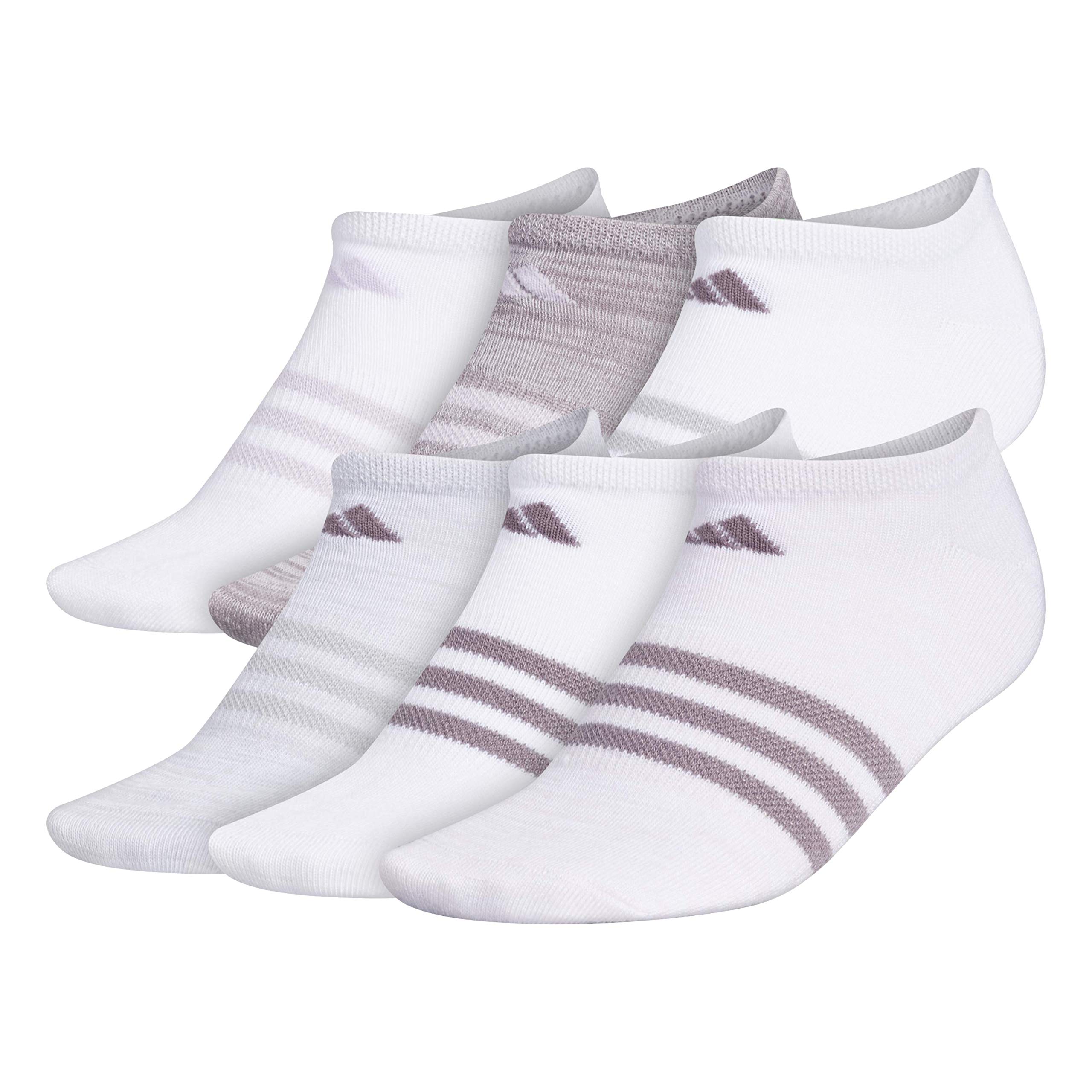 adidas Women's Superlite 6-Pack No Show, Purple Tint-White Space Dye/Legacy Purple White-Clear Onix Space Dye/C, Medium