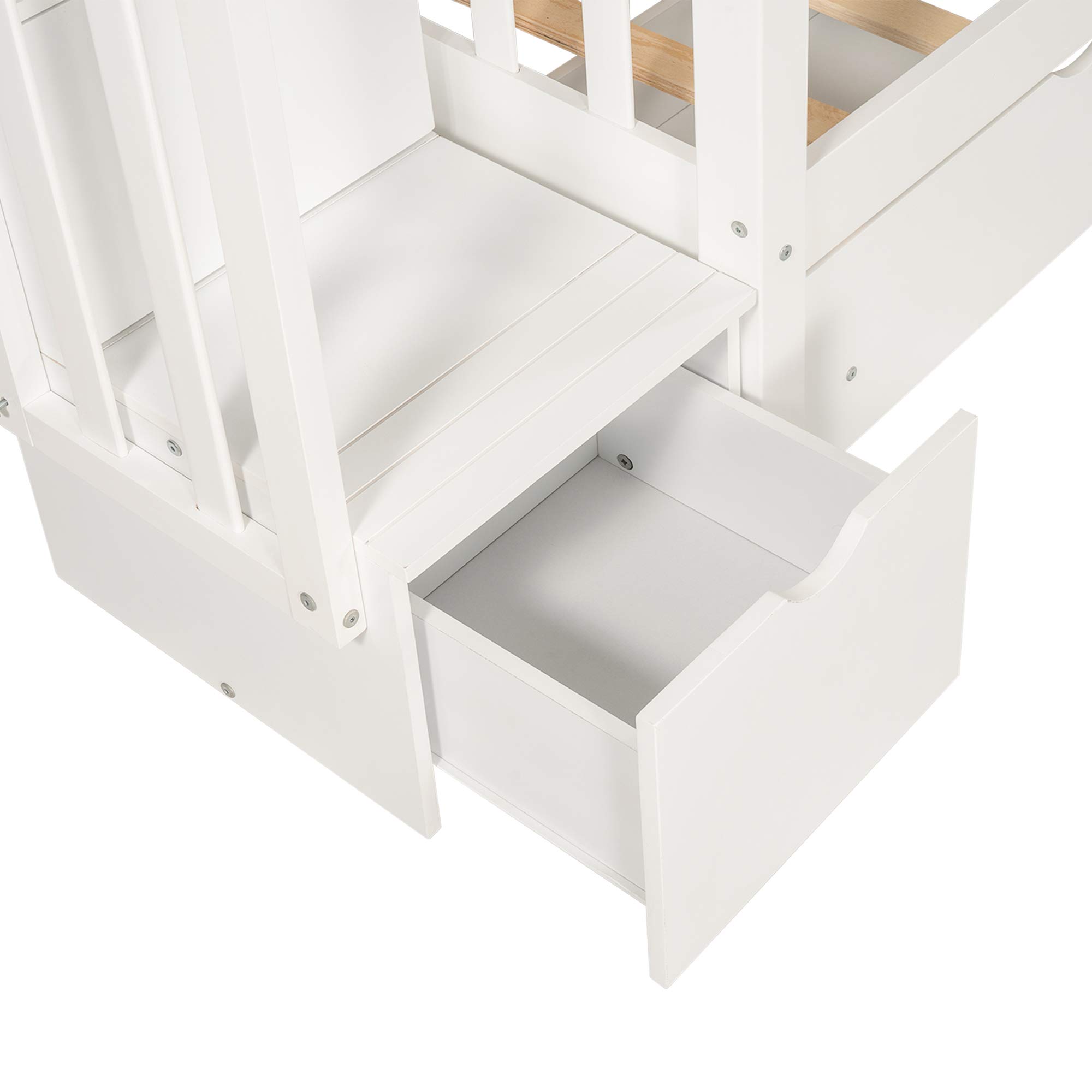 Harper & Bright Designs Full Over Full Bunk Bed with 6 Storage Drawers, Wooden Full Bunk Beds with Stairway and Shelves, Detachable Bunk Bed for Kids, Teens, Adults Boys & Girls (New, White)