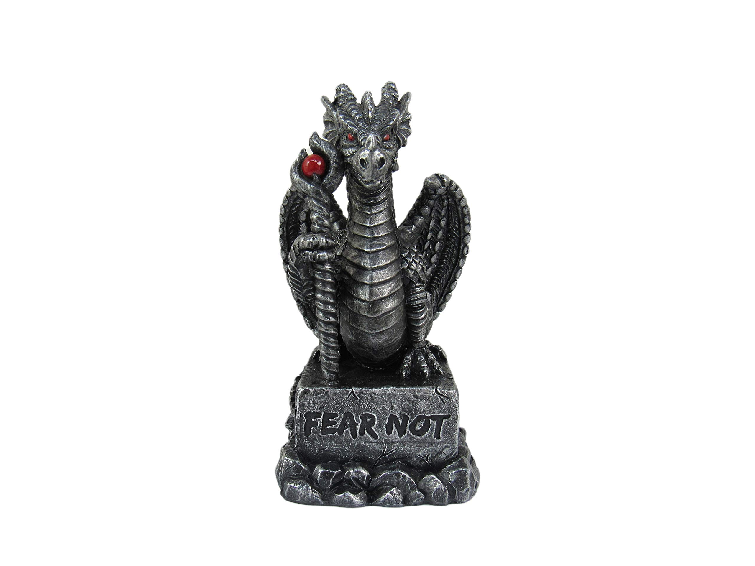 DWK Pewter Dragons Motivational Gothic Decor Mini Figurines | 4 Piece Set Medieval Home Decor and Dragon Garden Decor | Medieval Mini Statues Gifts for Meditation - 5"