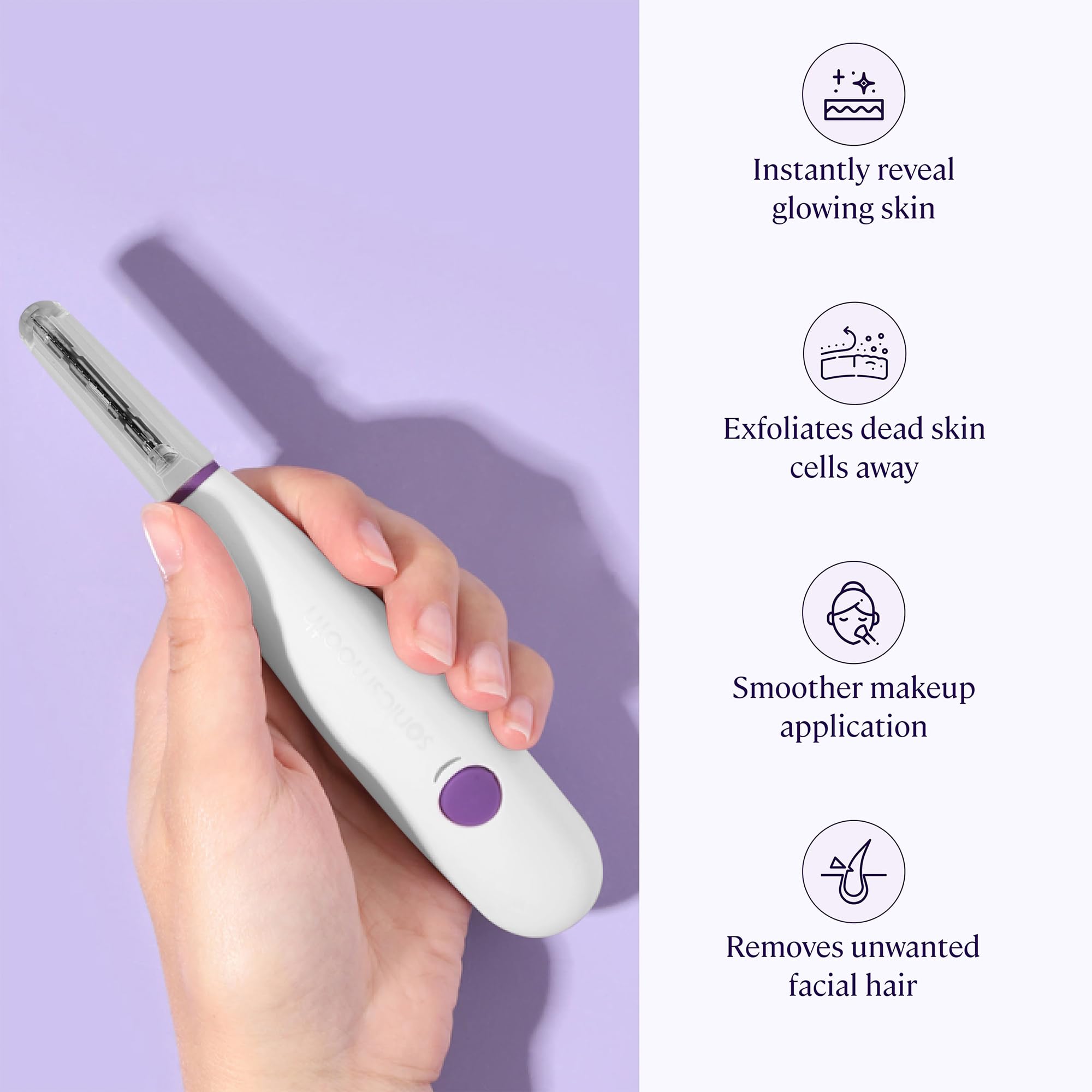 Michael Todd Beauty - Sonicsmooth – SONIC Technology Dermaplaning Tool - 2 in 1 Women’s Facial Exfoliation & Peach Fuzz Hair Removal System with 8 Weeks of Dermaplaning Blades