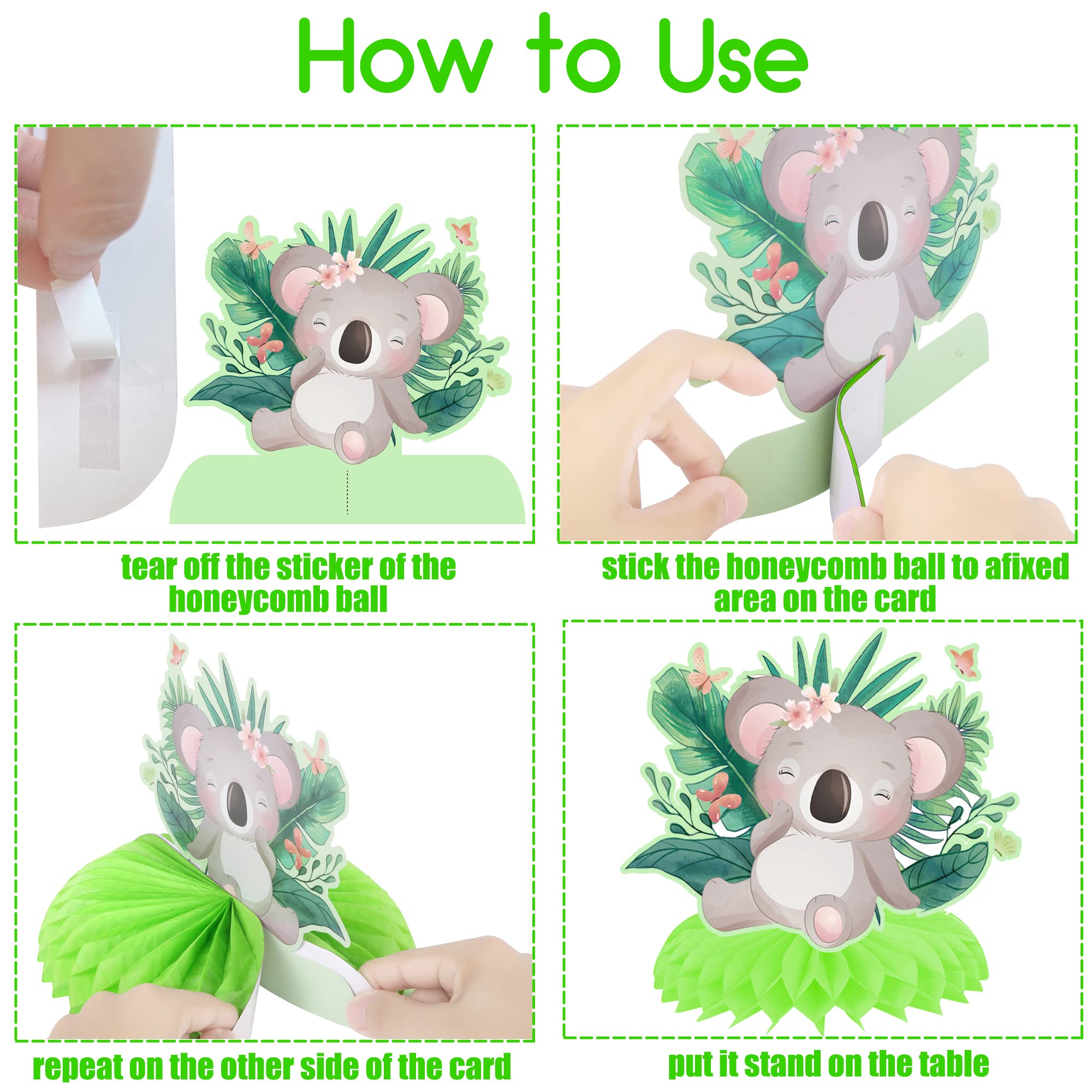 Koala Honeycomb Centerpieces 10pcs Koala Birthday Party Decoration Cute Koala Baby Shower Table Decoration for Koala Theme Party Supplies