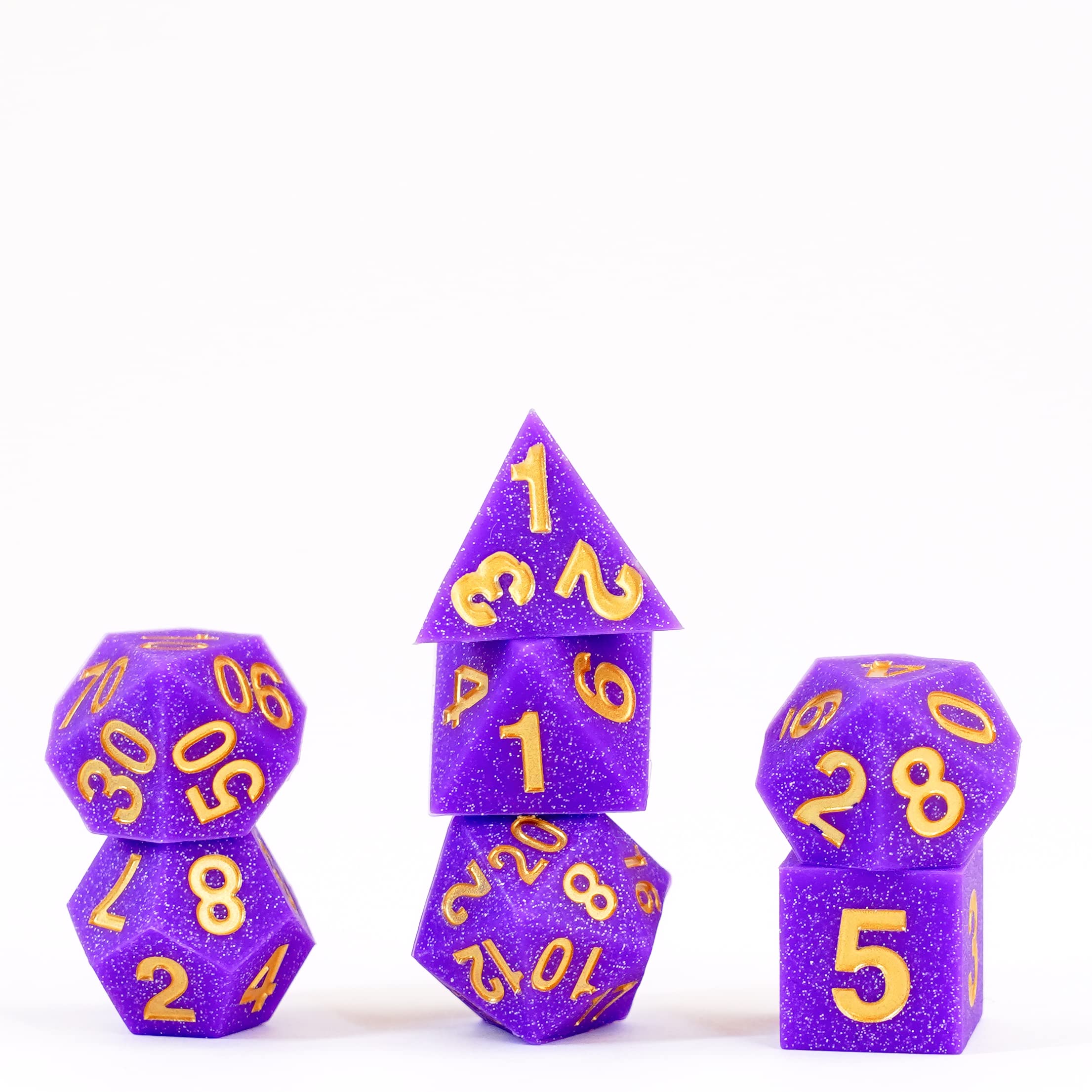FanRoll 16mm Sharp Edge Silicone Rubber Poly DND Dice Set: Regal Ricochet, Role Playing Game Dice for Dungeons and Dragons