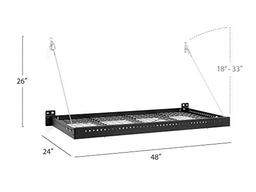 NewAge Products Pro Series Black 2'. x 4'. Wall Mounted Steel Shelf, Garage Overheads, 40404