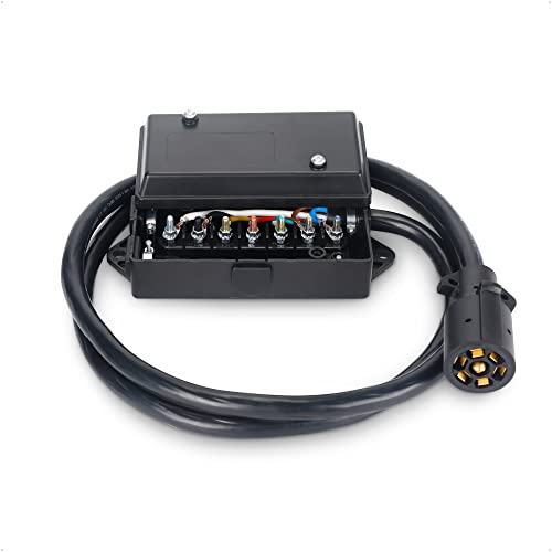 Cable Matters 7-Way Trailer Wire Harness 6ft with Junction Box for Trailer in Black - Inline Trailer Cord with 7-Gang Junction Box and 6 Feet Trailer Plug