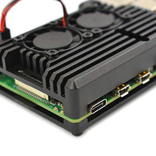 Aluminum Alloy Case for Raspberry Pi 4B with Dual Fans | Metal Heatsink Case for RPI 4