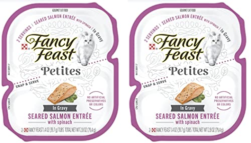 Fancy Feast Petites Wet Cat Food Variety Pack (24 Servings/12 Pack/6 Flavors) Salmon, Chicken, Whitefish, Tuna, Salmon, Grilled Chicken with Rice with LarasBundle Sticker