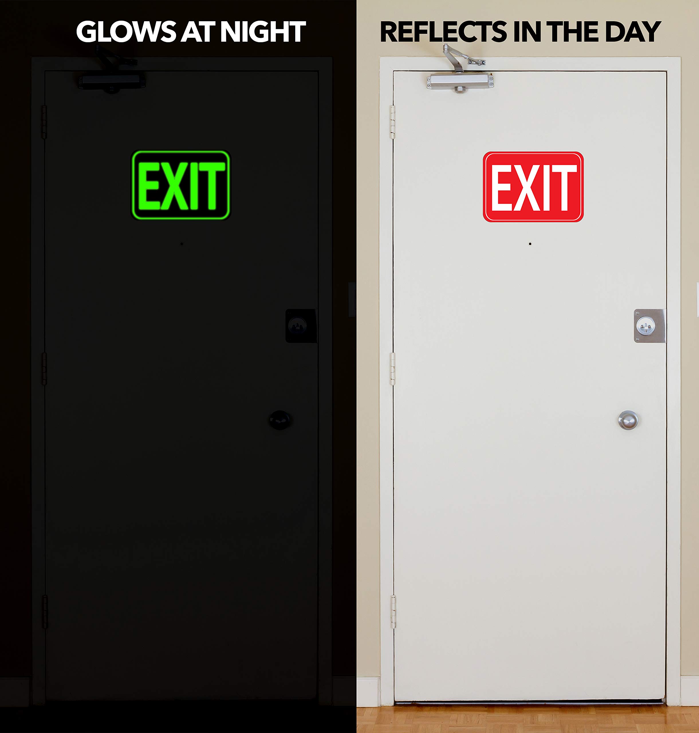 Aluminum Photoluminescent EXIT Sign | Glows for Up to 10 Hours | Ultra Reflective and Well Lit - Emergency Light (Stickers Decals)