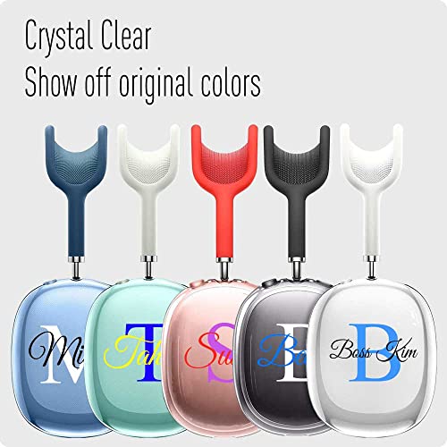 Custom Name & Initial Crystal Clear Case for Apple AirPod Max,Thin Customized Signature Transparent Protective Ear Cup Covers(Clear Black)