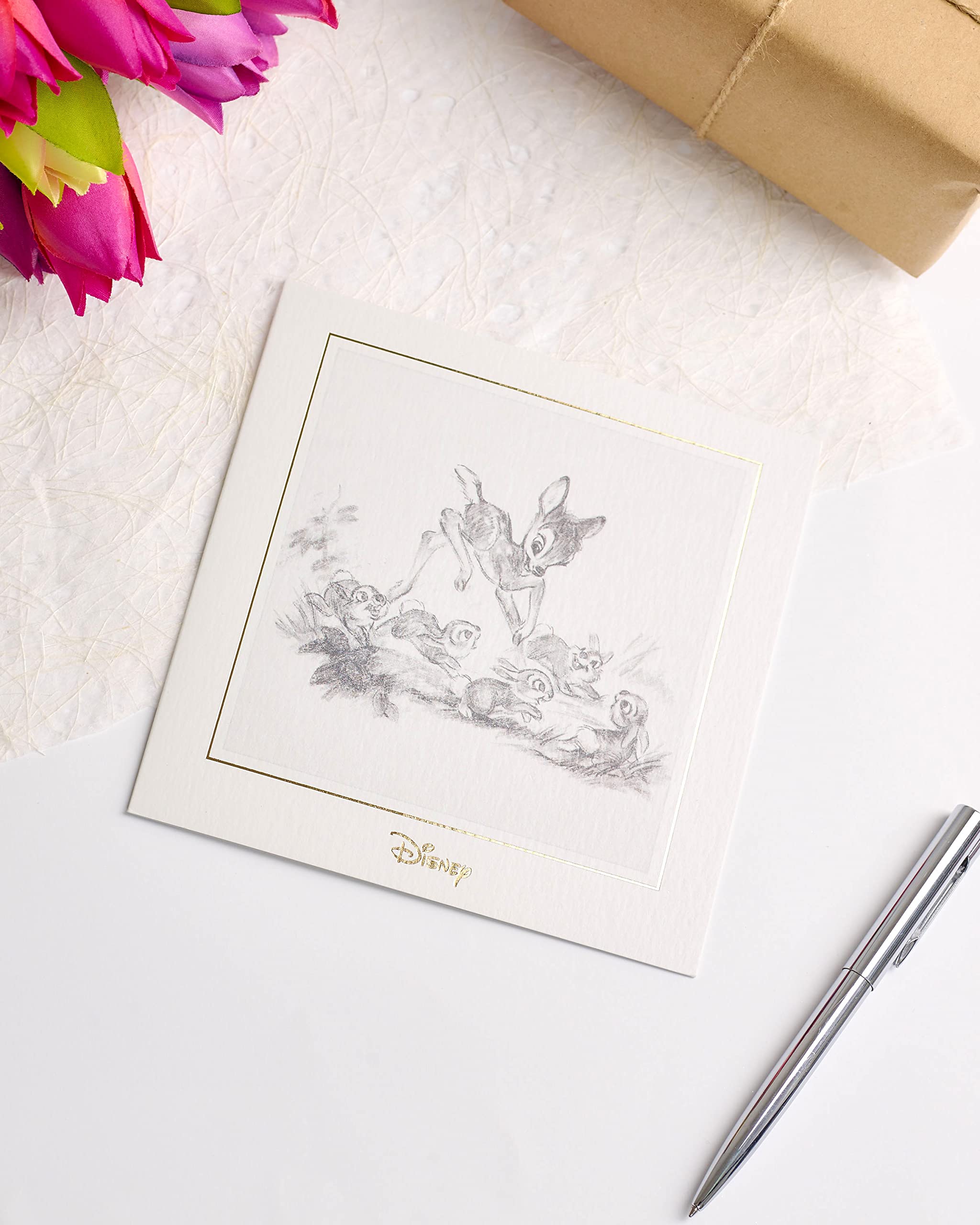 UK Greetings Disney Birthday Card - Bambi Birthday Card - Birthday Card for Her - Bambi Original Sketch - Blank Card