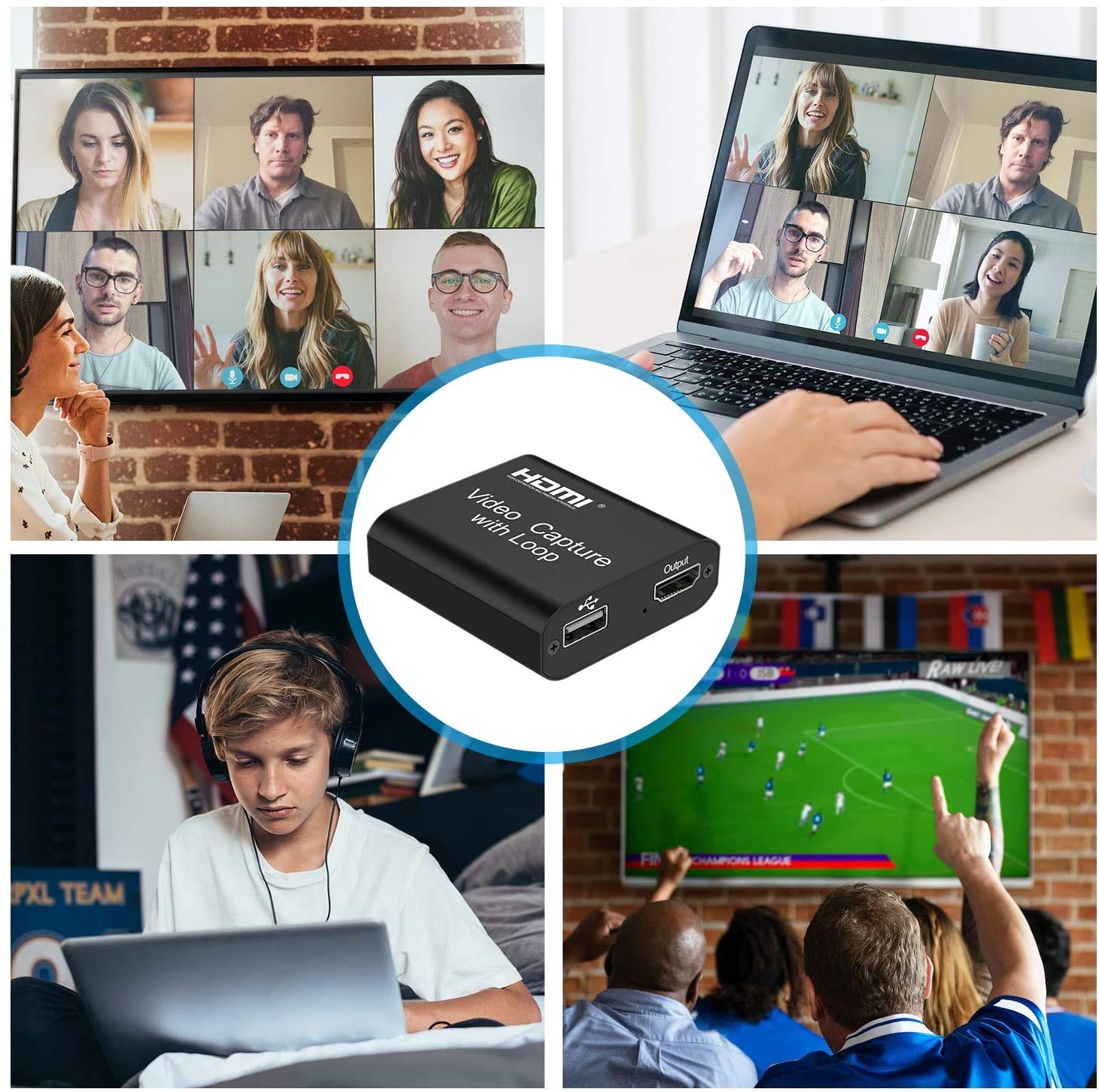 Rybozen Video Capture Cards with Loop Out, 1080P 60FPS USB 2.0 HDMI Capture Live Streaming, HDMI Capture for PS4, Nintendo Switch, Xbox One&Xbox 360