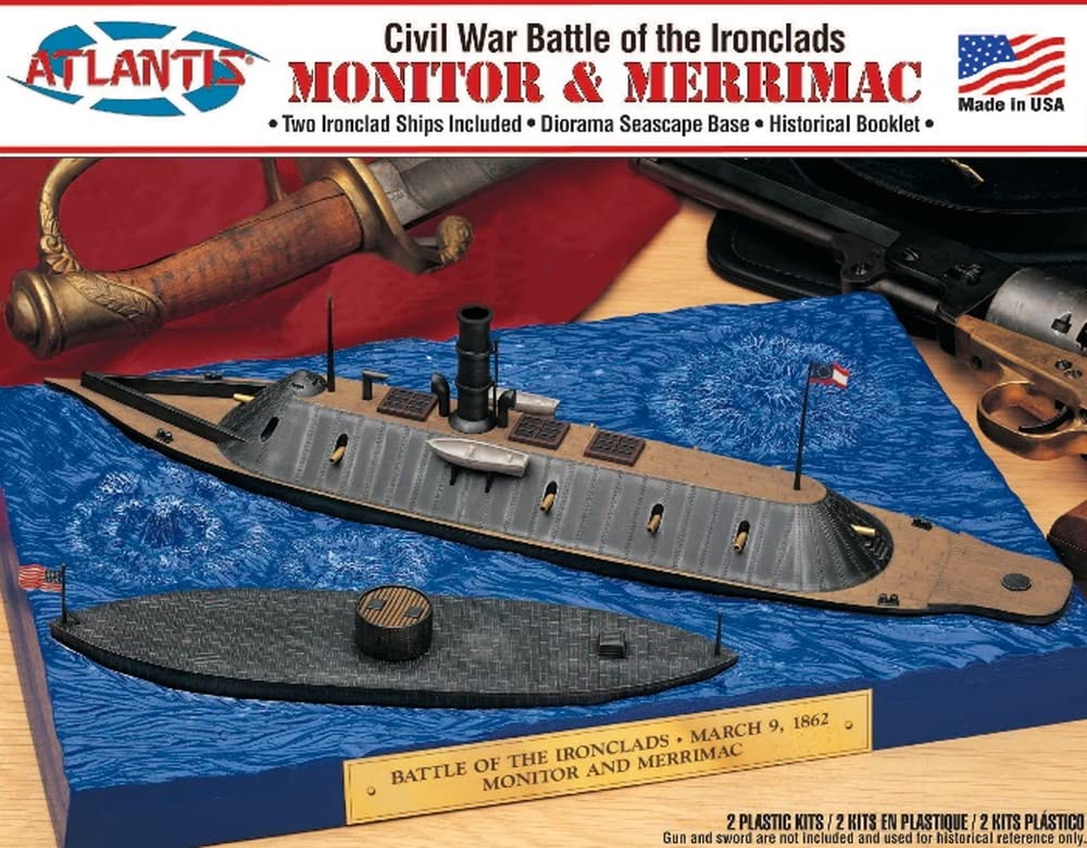 ATLANTIS TOY & HOBBY Plastic Model KIT, Monitor and Merrimack Civil War Set