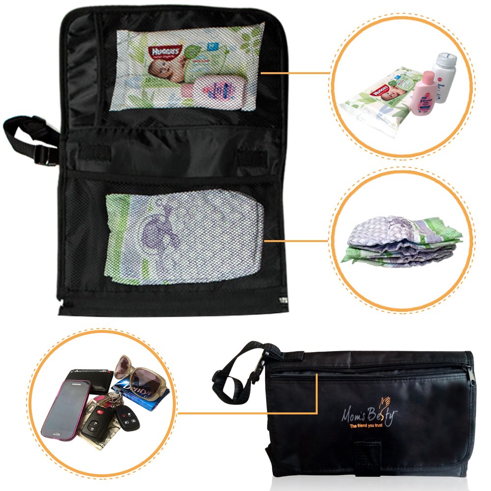 Portable Diaper Changing Pad - Waterproof with Built-in Head Cushion - Baby Diaper Change Mat for Travel and Home – Bonus Pacifier Holder Clip