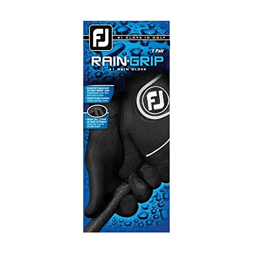 FootJoy Men's RainGrip Pair Golf Glove Black X-Large, Pair