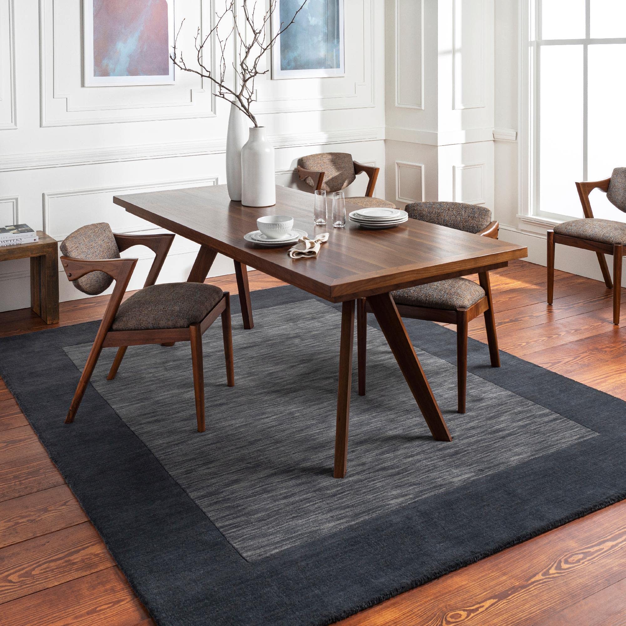 Mark&Day Wool Rugs, 2x3 Reims Modern Navy Area Rug, Blue White Carpet for Living Room, Bedroom or Kitchen (2' x 3')