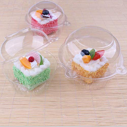 Set of 100 Clear Plastic Single Individual Cupcake Boxes,Muffin Dome Holders Cases Boxes Cups Pods,Clamshell Container Cupcake Holders,Great for Parties or Cake/Muffin Salesā¦