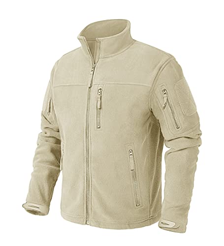 CRYSULLY Men's Winter Warm Jacket Snow Outswear Coat Fleece Lining Hiking Skiing Beige