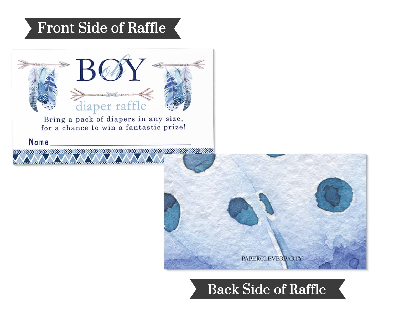 Adventure Awaits Diaper Raffle Cards (50 Pack) Boys Baby Shower Game Tickets – Blue Invitation Insert Fill-In for Prize Drawings - Size 2x4 Set