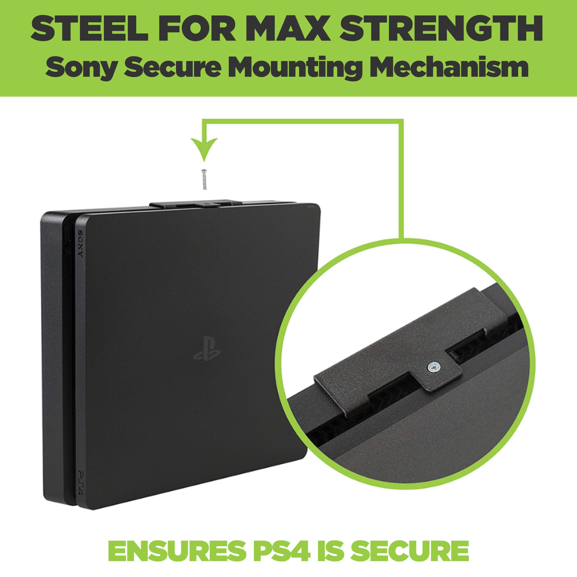 HIDEit Mounts 4S Wall Mount for Playstation 4 Slim - Patented in 2018, American Company - Steel Wall Mount for PS4 Slim to Safely Store Your PS4 Slim Near or Behind TV