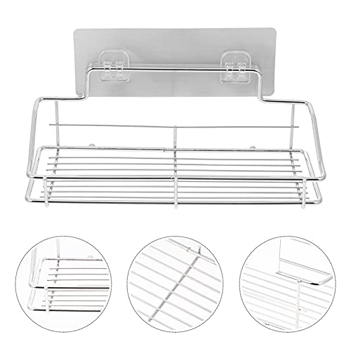 Cabilock 3sets Shampoo Xcm Display Shelf Stainless Soap Hand Toiletry Shower Tissue Drilling Baskets Storage Dish Silver Steel Nail- free X. Kitchen Towel Organizing Floating Wire