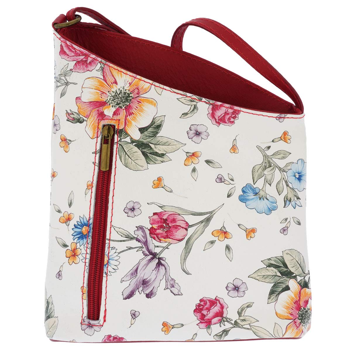 Fioretta Italian Embossed Genuine Leather Flower Pattern Crossbody Shoulder Bag Handbag For Women