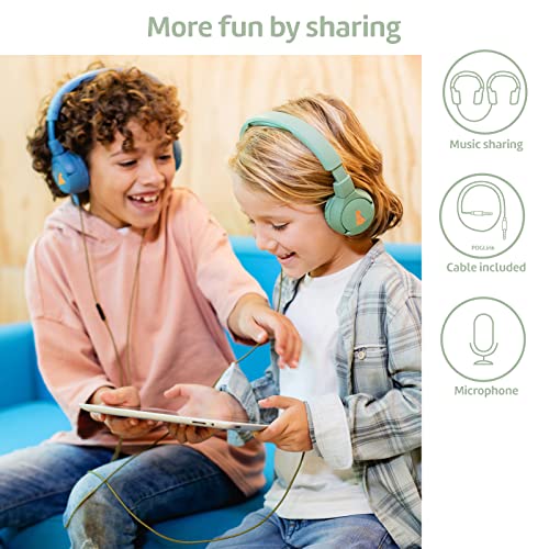 POGS Kids Wired Headphones | The Elephant | Foldable and Durable Headphones for Kids 3+ with Volume Control, Microphone, Volume Limiter 85 dB | Music-Sharing Function | (3.2ft, 3.5mm)