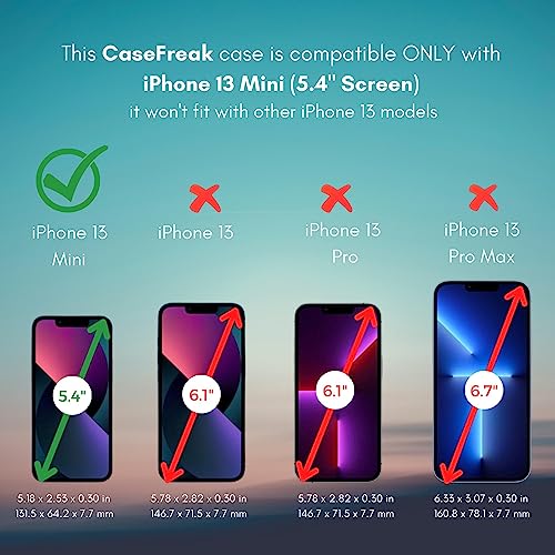 CASEFREAK 2-in-1 Clear Case i13 Mini with Magnetic Ring Mag-Safe Compatible Slim Protective Case + Screen Protector Anti-Fingerprint for iPhone 13 Mini (5.4")