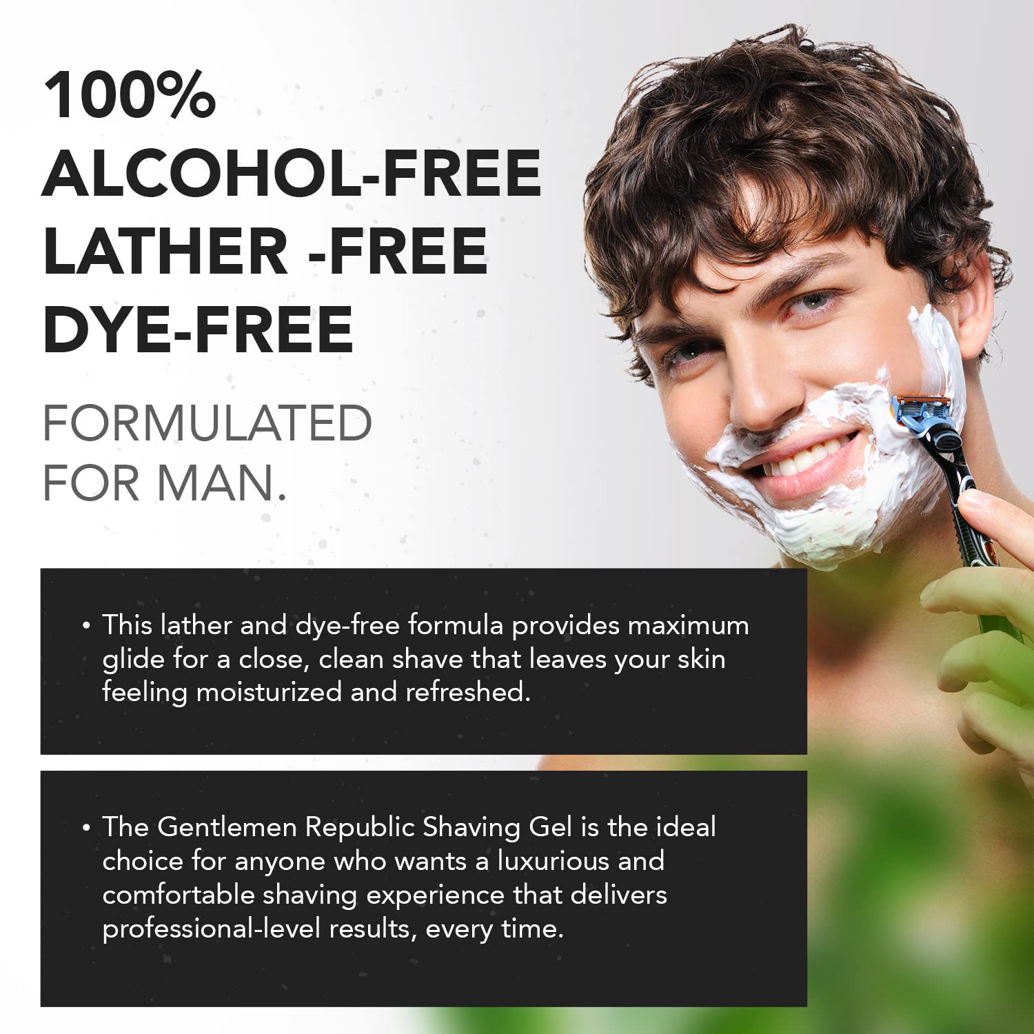 Gentlemen Republic 8oz Shaving Gel - 100% Alcohol-Free, Lather and Dye-Free Formula with Maximum Glide for Comfort, Made in the USA