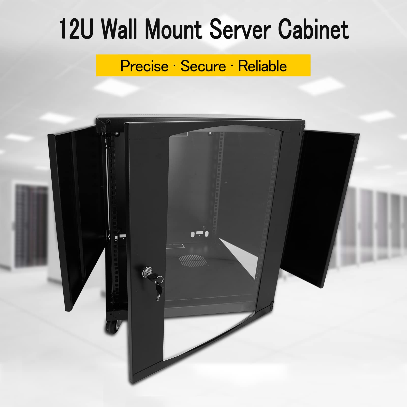 RAISING ELECTRONICS 15U Wall Mount Network Server Cabinet Rack Enclosure Door Lock