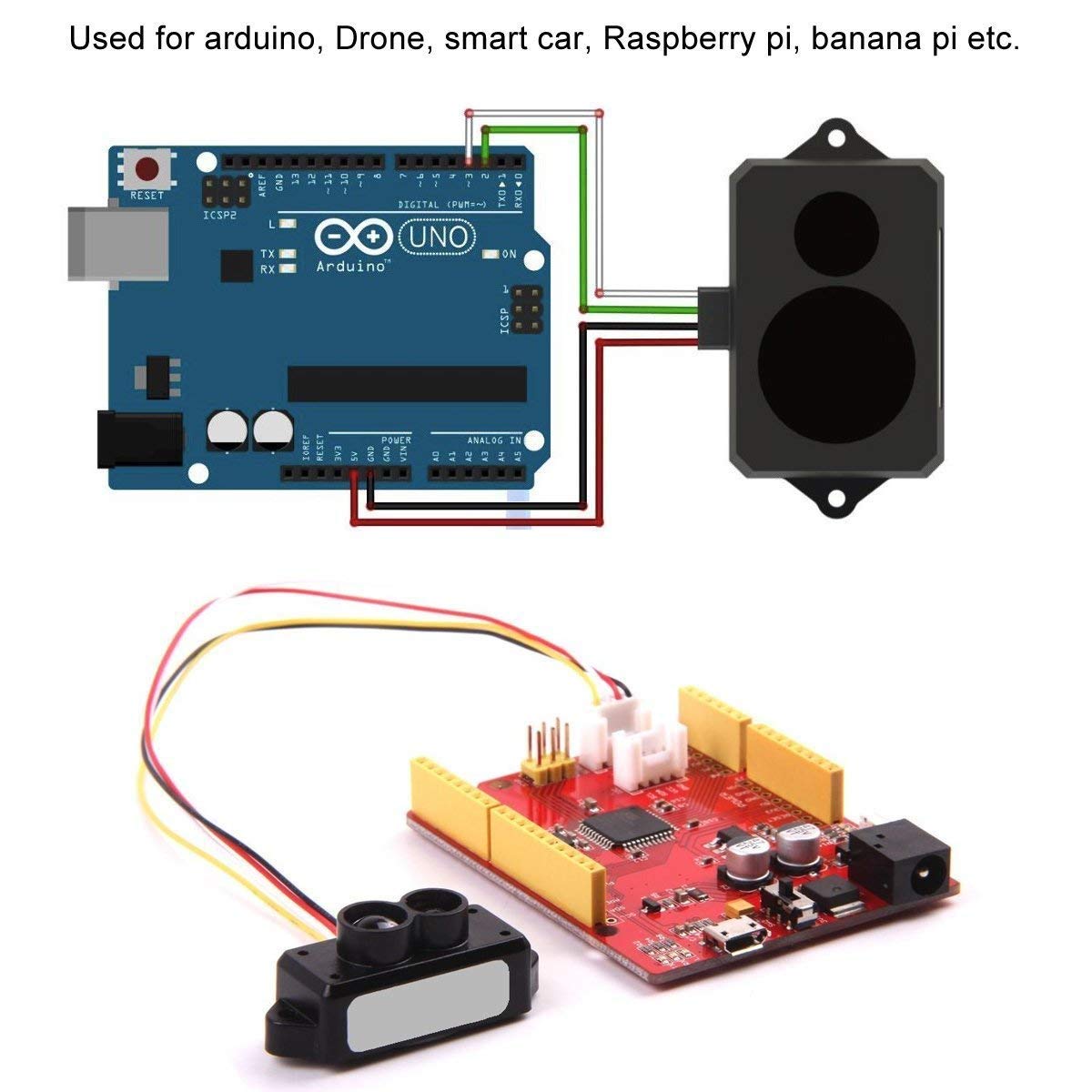 MakerFocus TFmini-s Micro Lidar Module 0.1-12M Lidar Range Finder Sensor Obstacle Avoidance Sensor Tiny Module Single Point UART I2C IO Compatible with Pixhawk Ar duino and Raspberry Pi