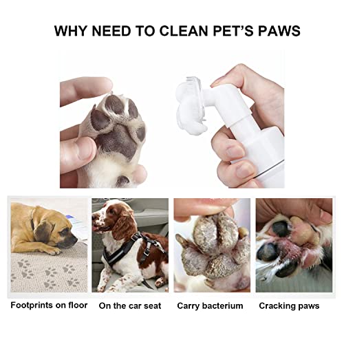Dogscute 2 Pack Pet Paw Cleaner for Dogs & Cats, Waterless Foam with Silicone Scrubber, Dogs Cats Feet Paw Cleaner