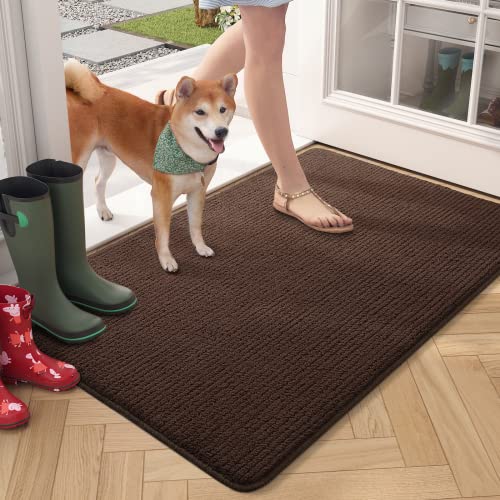 Color G Dark Brown Door Mats Indoor, 24"x36" Front Door Mat Indoor Door Rugs for Entryway Indoor, Absorbent Inside Door Mats, Non Slip Washable Low-Profile Entry Rugs for Inside House 2x3